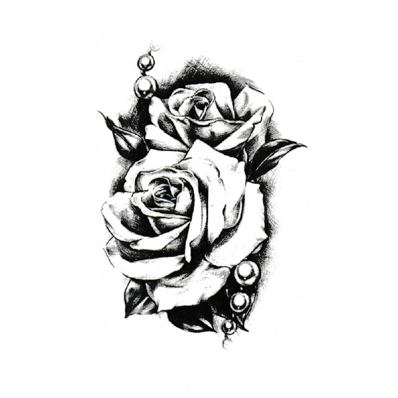 Tatouage ephemere - Roses et perles Faux tatouage femme réaliste