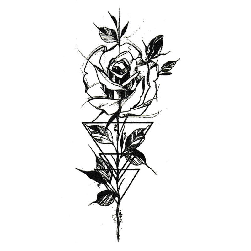 Tatouage ephemere - Roses géométriques - Faux tatouage, temporaire